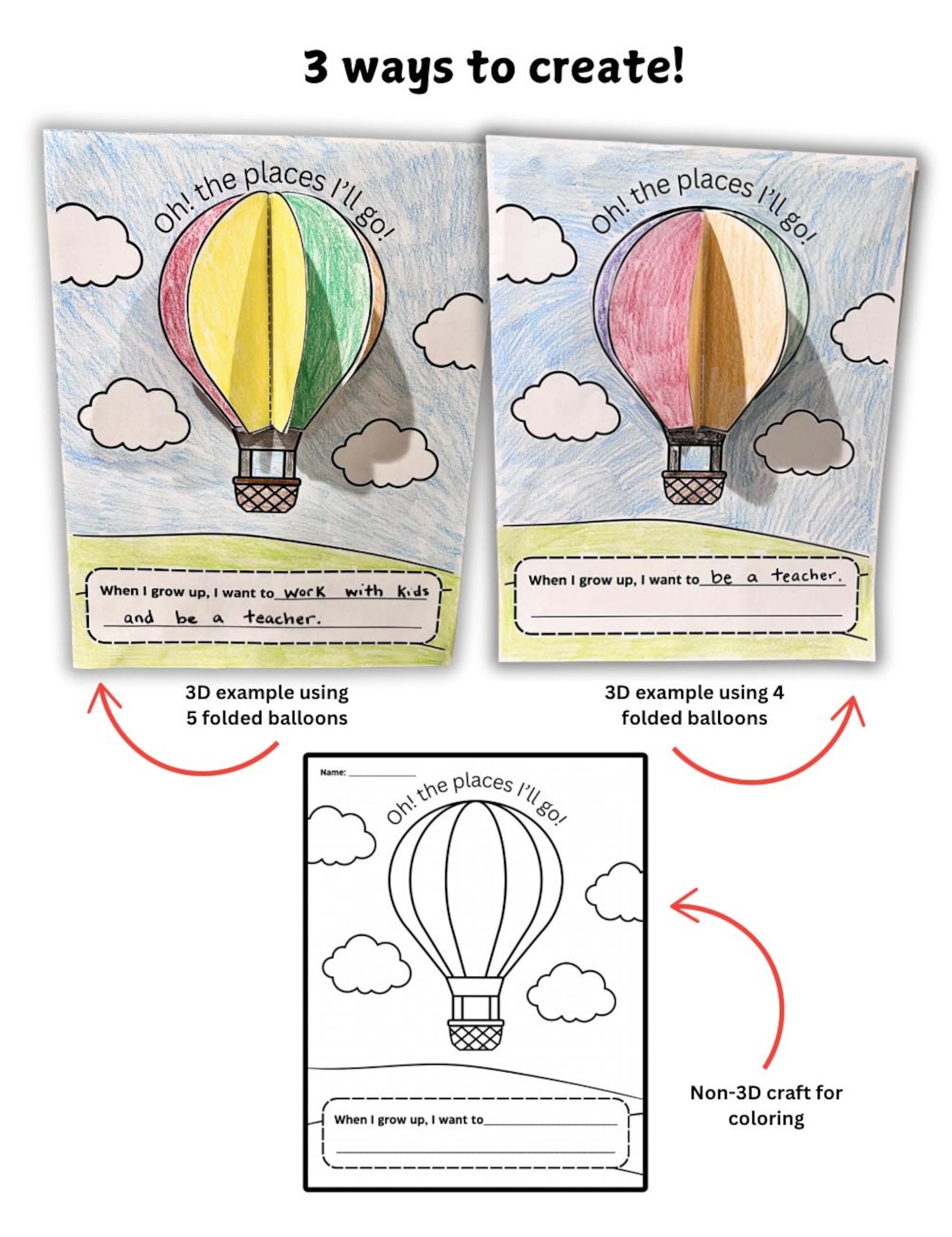 Oh the Places You'll Go Craft - Dr. Seuss Printable Craft - Oh the ...