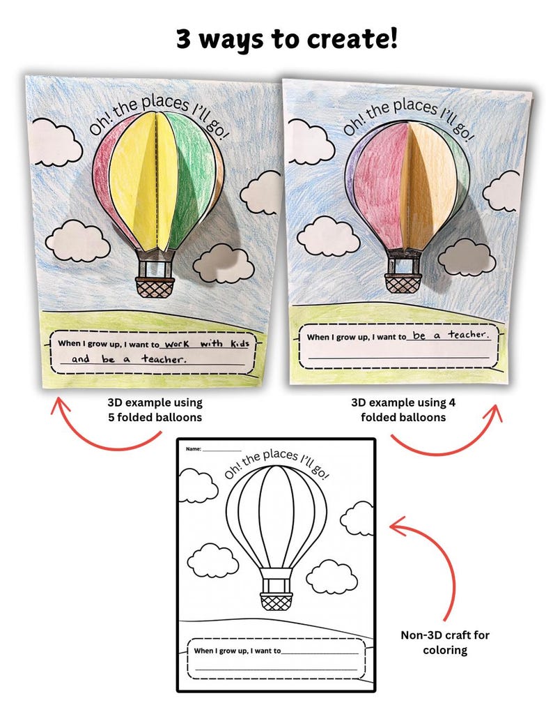 Oh the Places You'll Go Craft - Dr. Seuss Printable Craft - Oh the ...