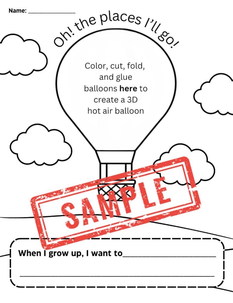 Oh the Places You'll Go Craft - Dr. Seuss Printable Craft - Oh the ...