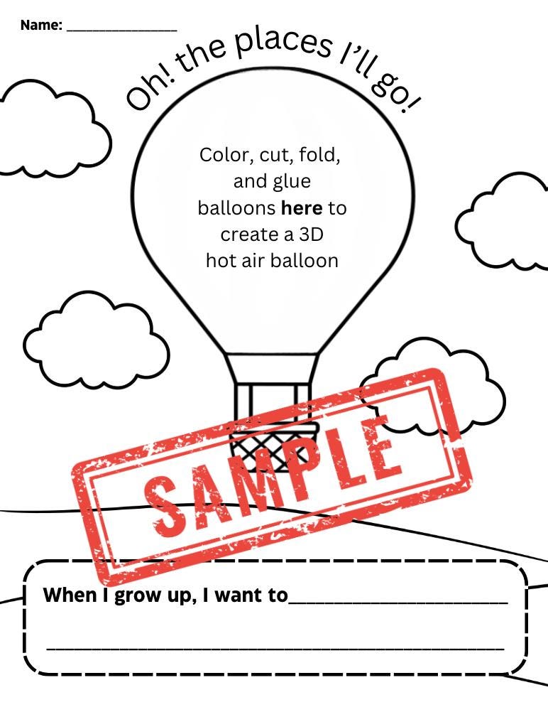 Oh the Places You'll Go Craft - Dr. Seuss Printable Craft - Oh the ...