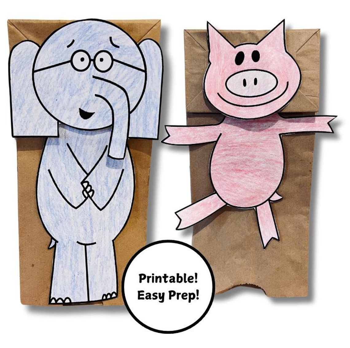 Elephant and Pigge Puppet Craft - Elephant and Piggie Book Printable ...