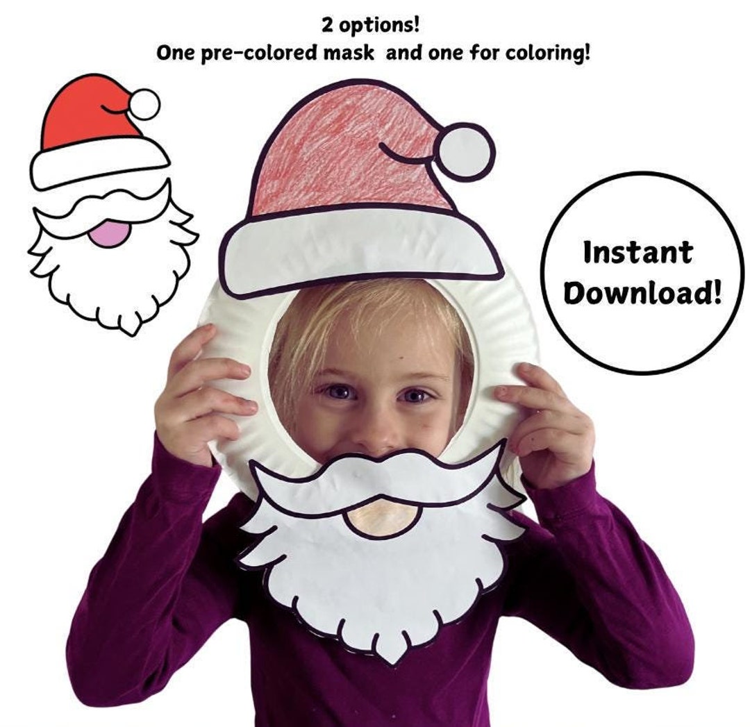 Printable Santa Mask Christmas Craft Easy Prep - Etsy