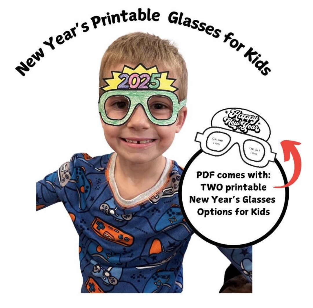 New Year's Printable Glasses - New Year's Eve Printable Glasses for ...