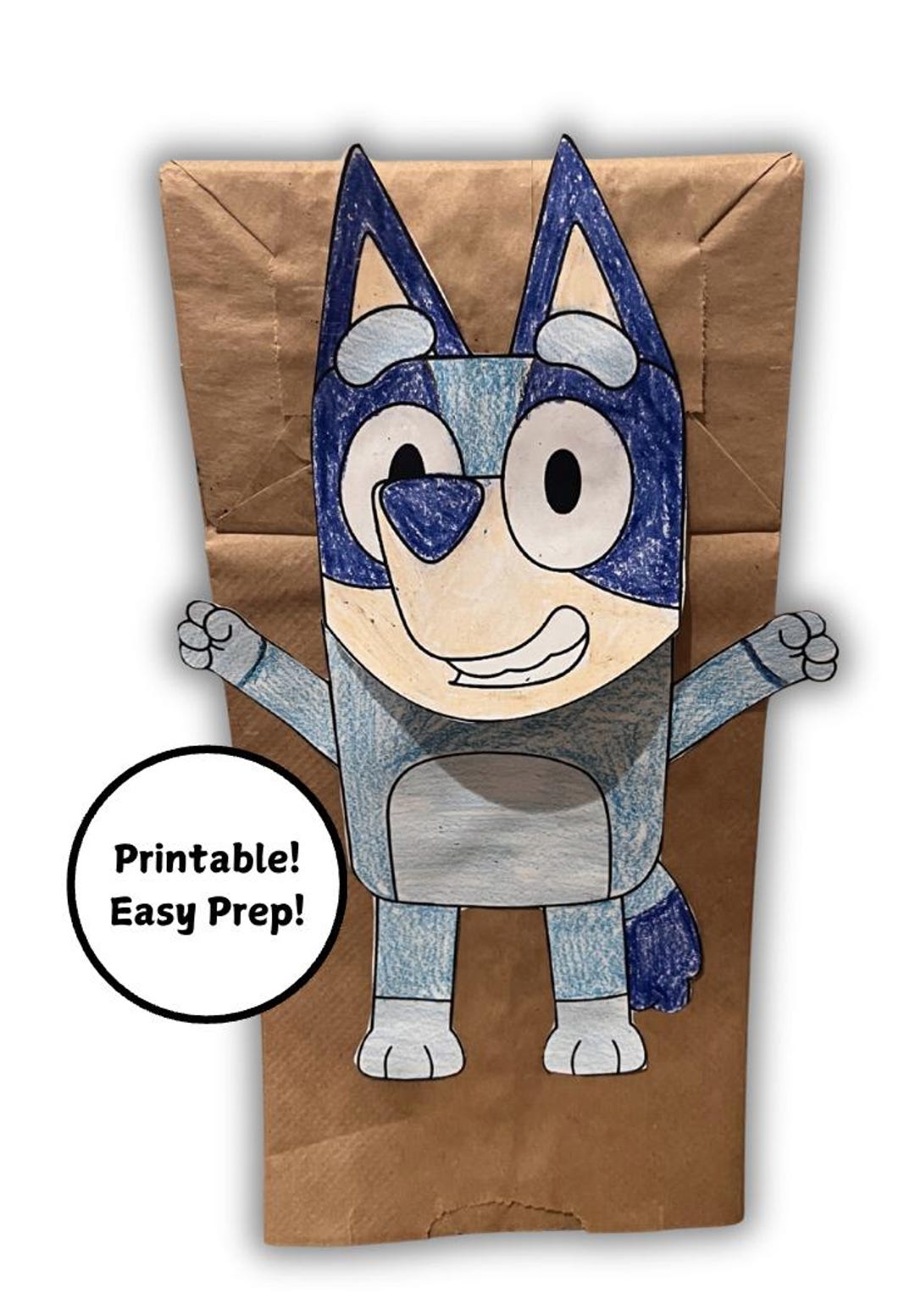Bluey Paper Bag Puppet Printable Craft - Bluey Birthday Party Craft ...