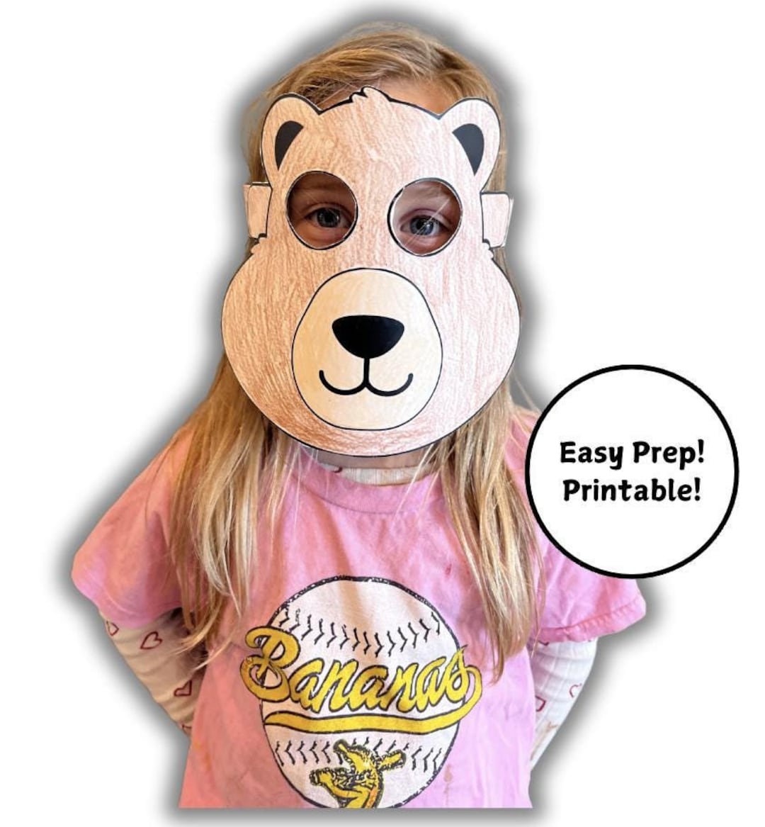 Printable Bear Mask Craft: Coloring Activity (PDF) - Etsy