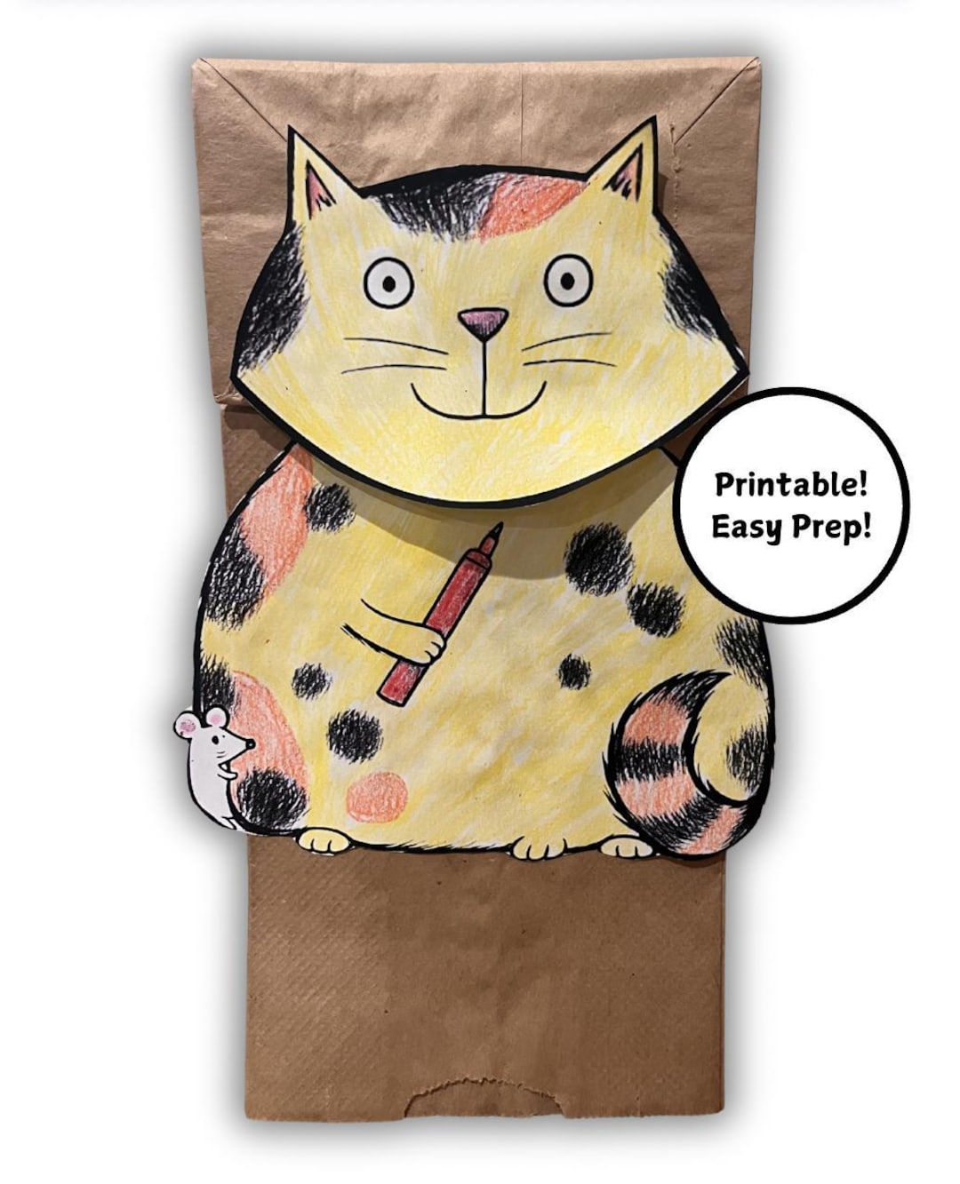Chester the Cat Paper Bag Puppet Craft - Printable Craft for Kids - Etsy