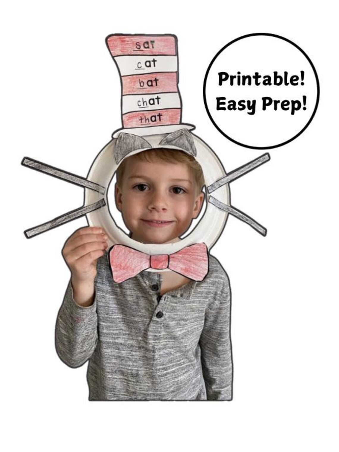Cat in the Hat Mask Craft: Read Across America Printable (PDF) - Etsy
