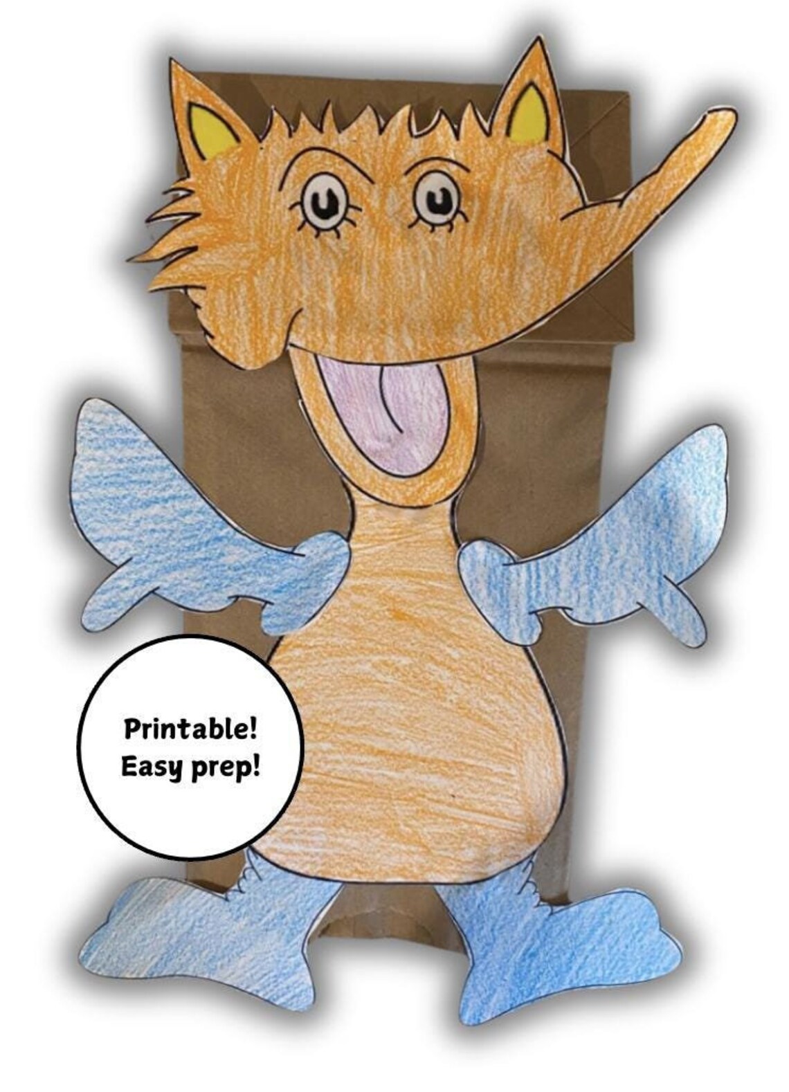Dr. Seuss Printable Craft - Fox in Socks Puppet Craft - Dr. Seuss Craft ...