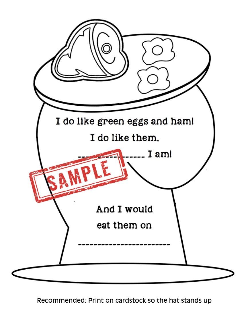 Dr. Seuss Printable Craft - Green Eggs and Ham Craft - Dr. Seuss Craft ...