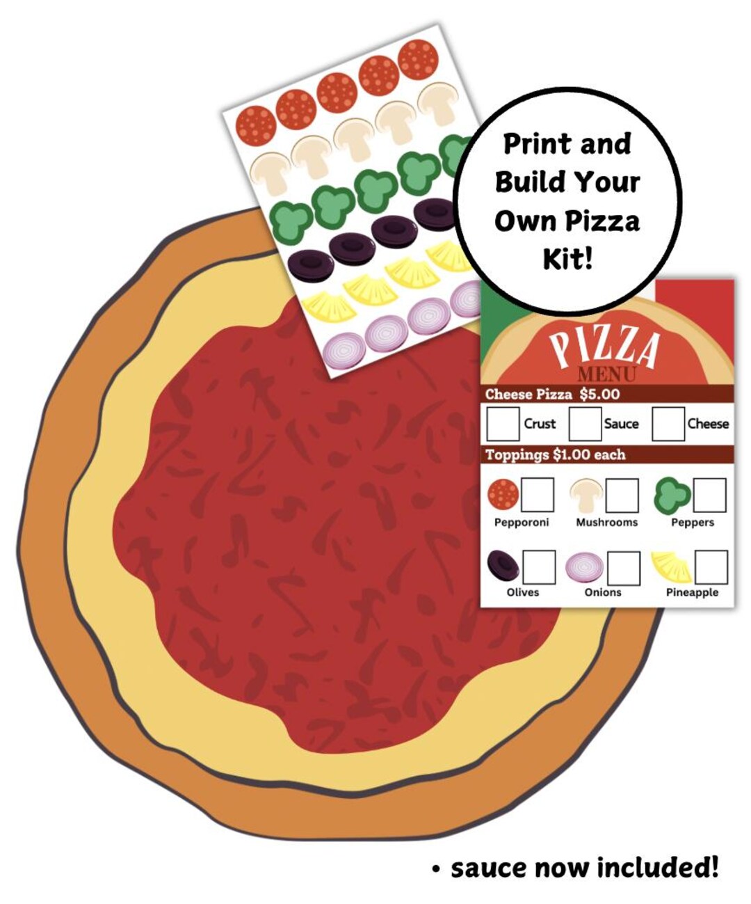 Printable Build a Pizza Craft: Pizza Party Pretend Play (PDF) - Etsy