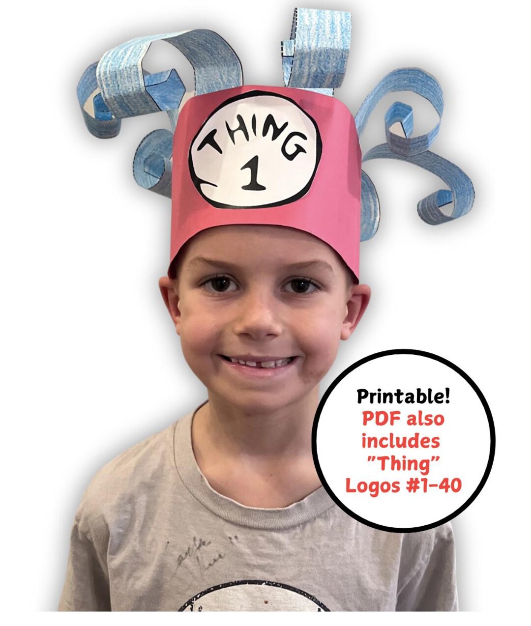 Dr. Seuss Printable Craft - Thing 1 and Thing 2 Craft - Cat in the Hat ...