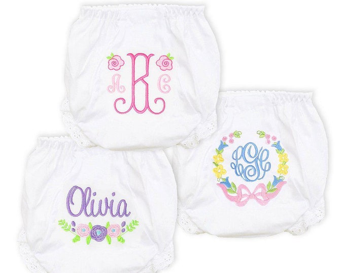 Monogrammed Girls Freshly Picked Bloomer Set, Baby Girl Bloomers ...