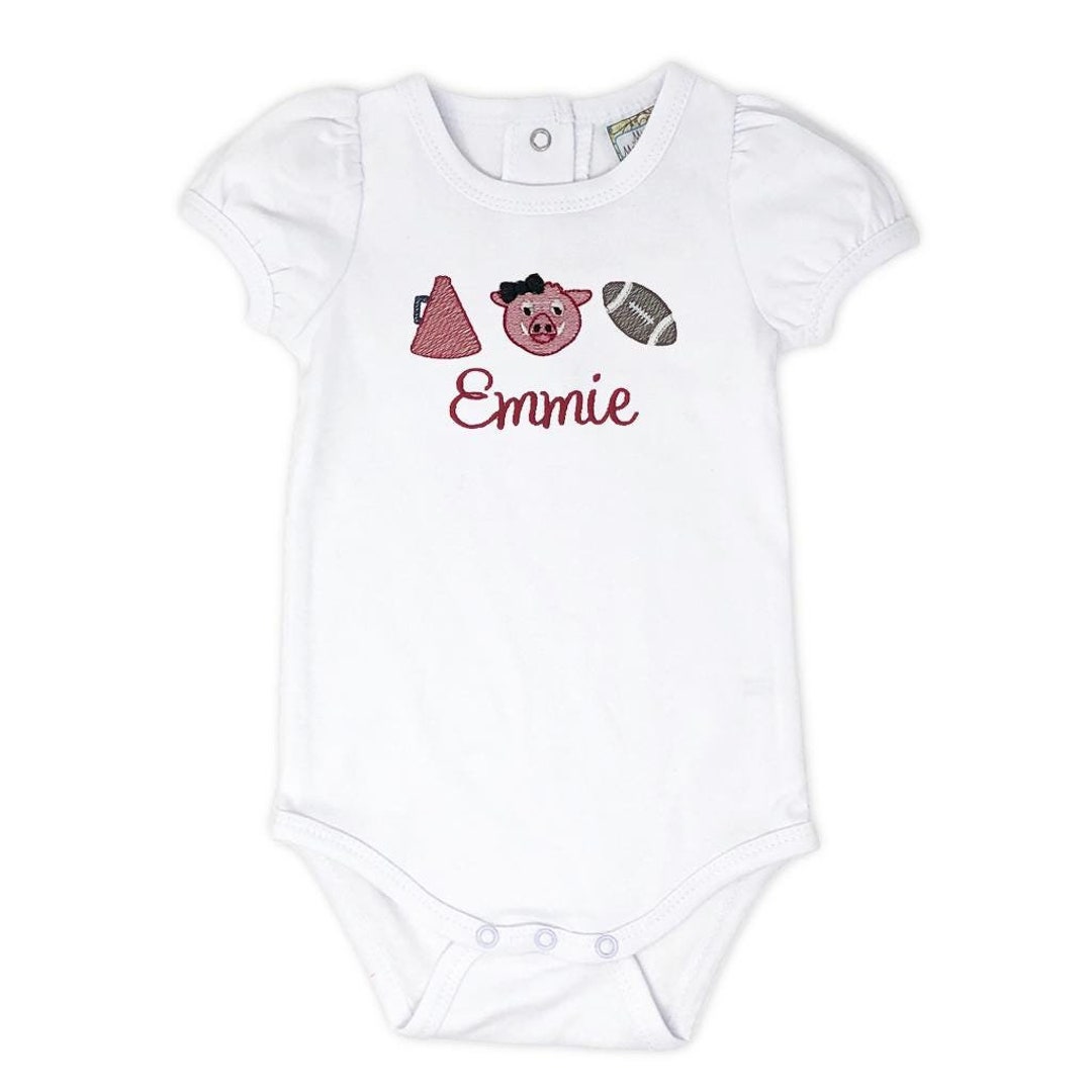 Girls Razorback Bodysuit, Personalized Embroidered Game Day Shirt ...