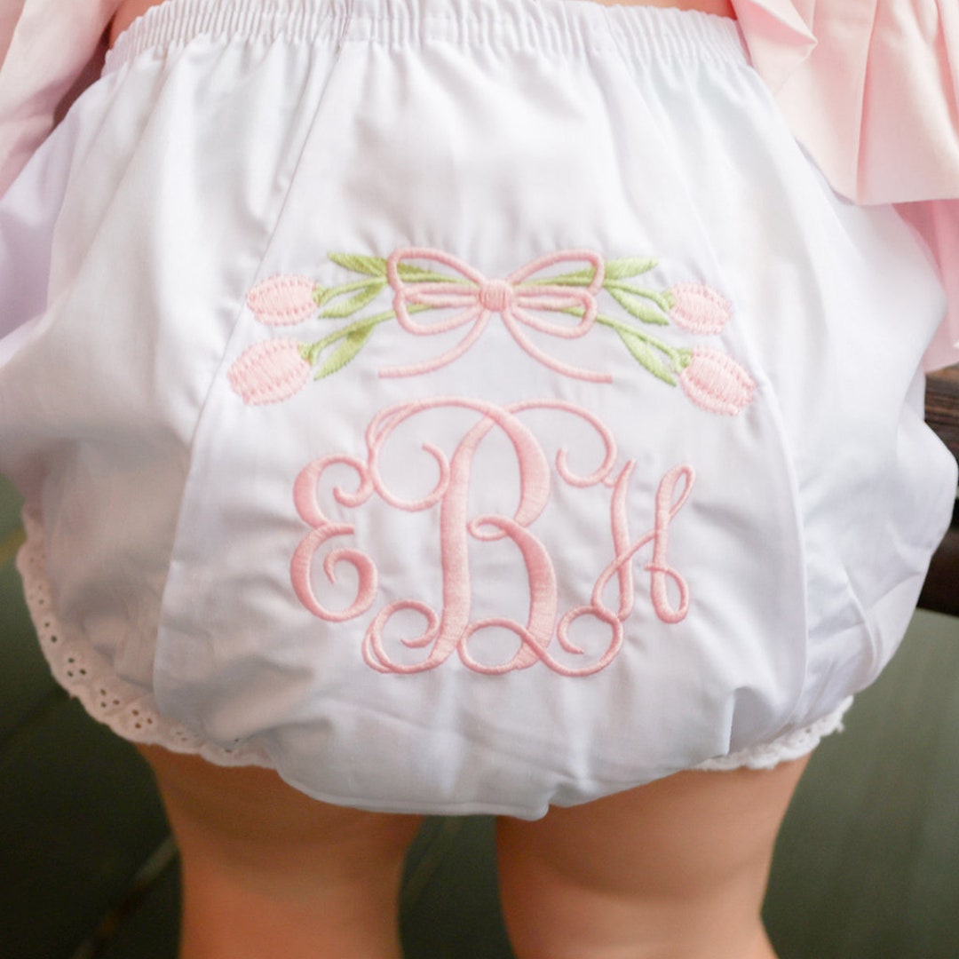 Tulip Baby Bloomers, Monogrammed Toddler Bloomers, Spring Floral ...
