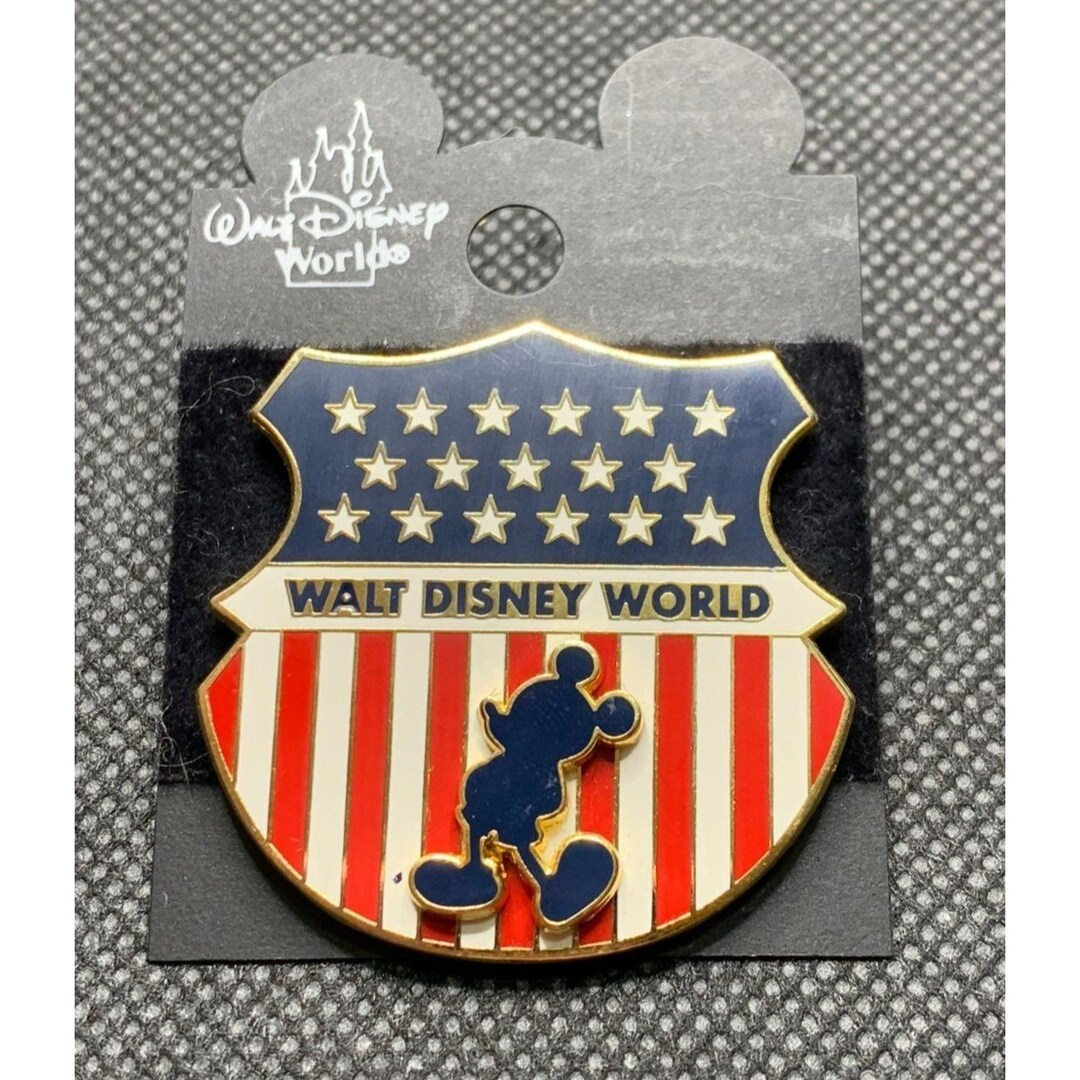 NWT Vintage 2002 Patriotic Mickey Mouse Shield American Flag Disney Pin ...