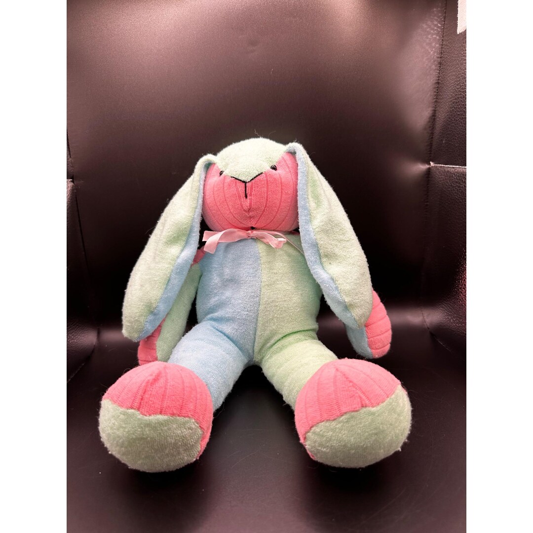 Vtg Color Block Terry Cloth Pastel Easter Bunny Rabbit Plush Stuffed ...