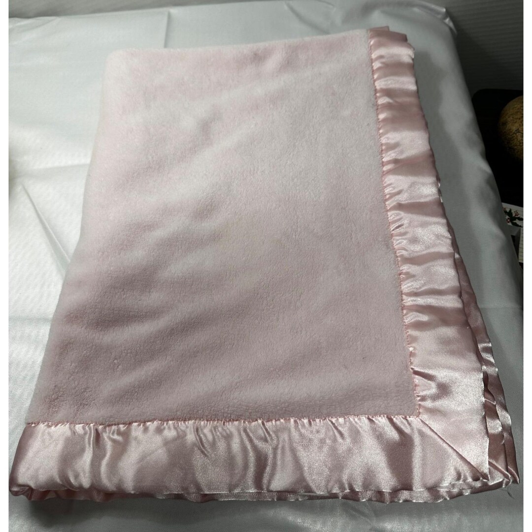 Pink Polyester Blanket With Satin Trim 40x30 Unbranded Vtg READ - Etsy