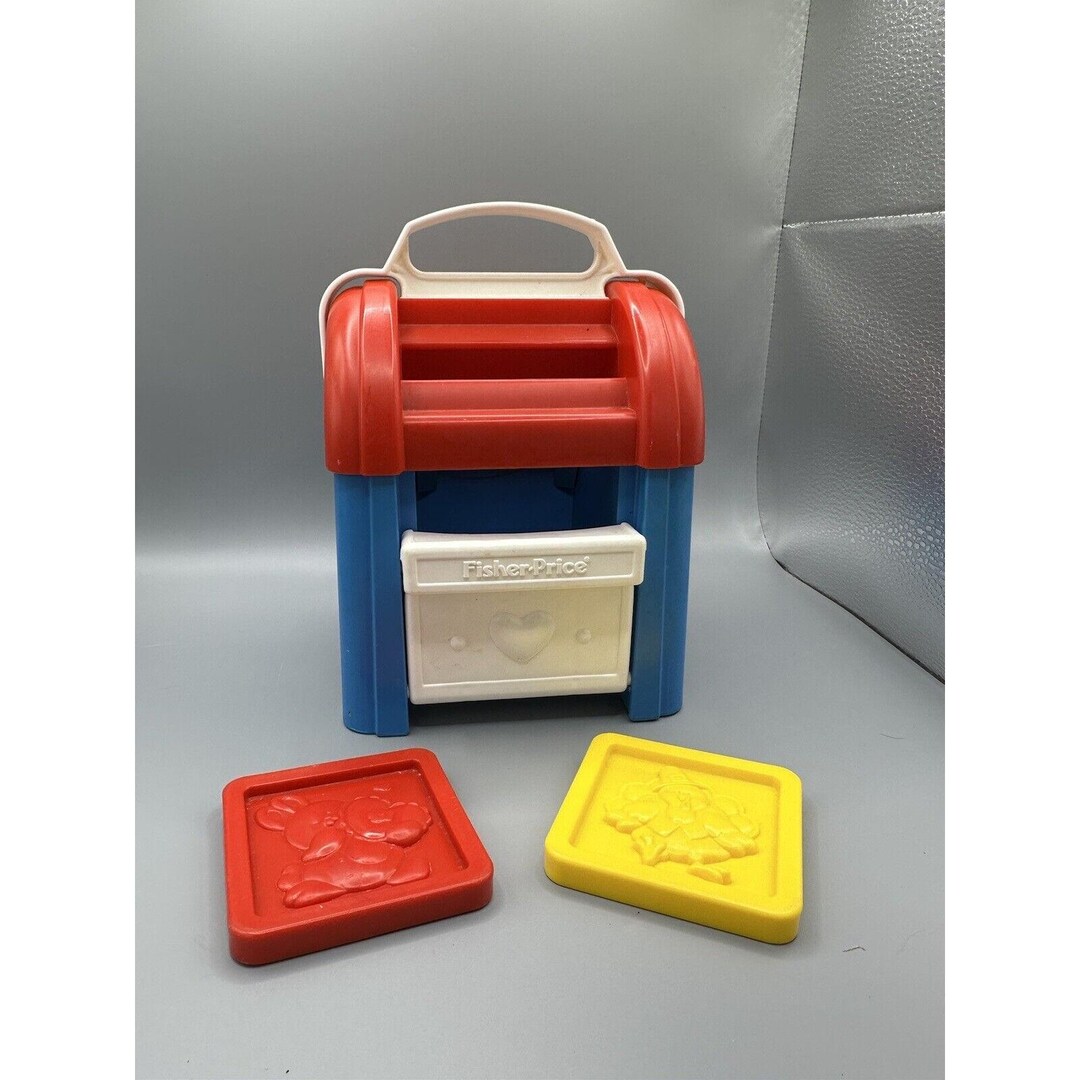 Rare Vintage Fisher-price Sort and Stack Mailbox Toy 1025 2 Red Yellow ...