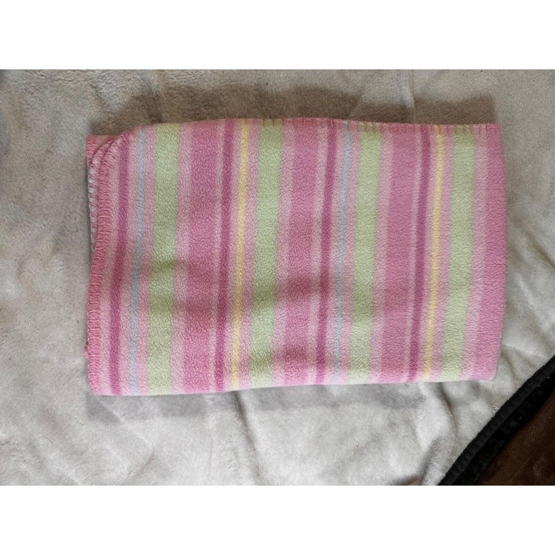 Circo Target Y2K Vtg Baby Security Blanket Lovey Pink & Green Striped ...