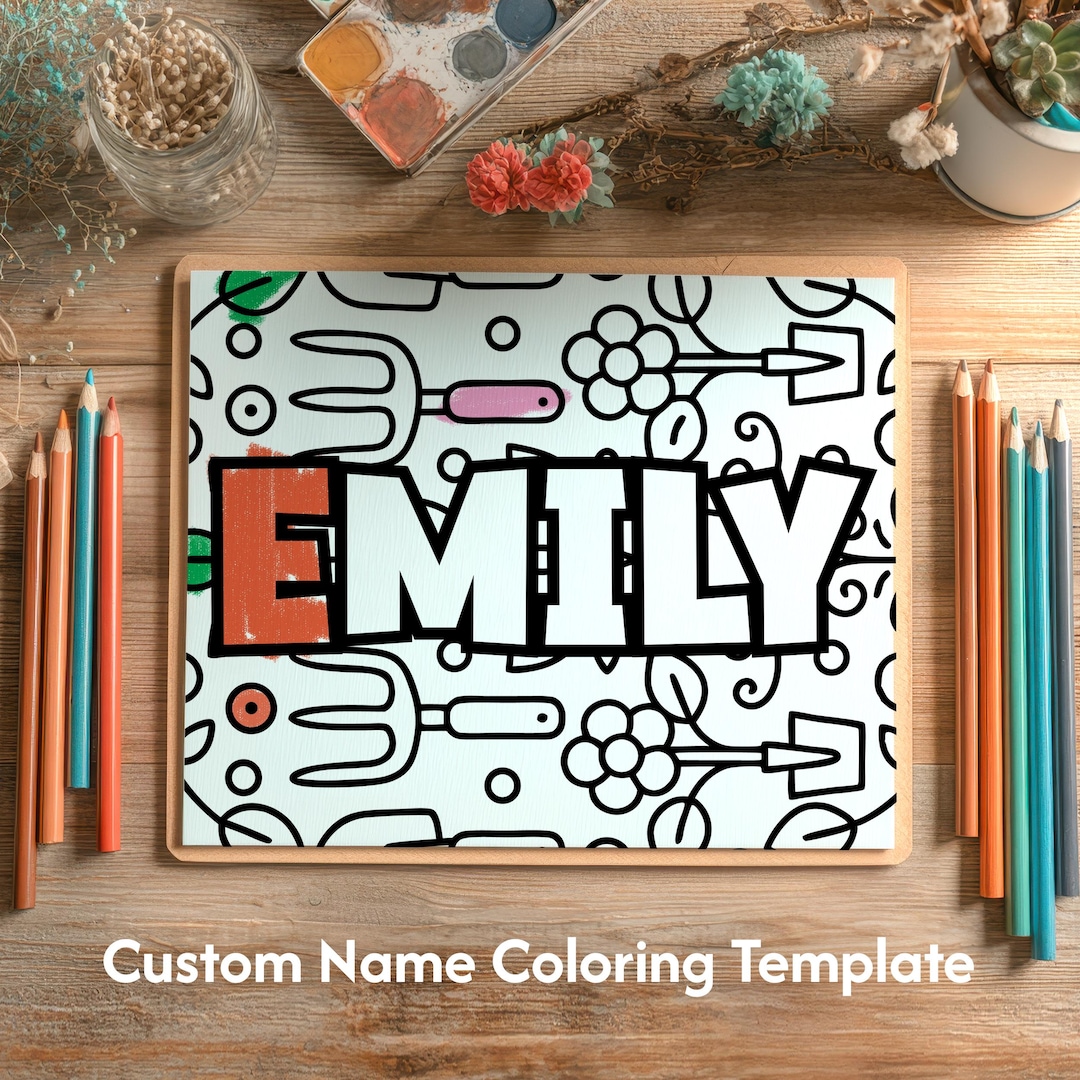 Editable Name Coloring Page Canva Template – Custom Household Item ...