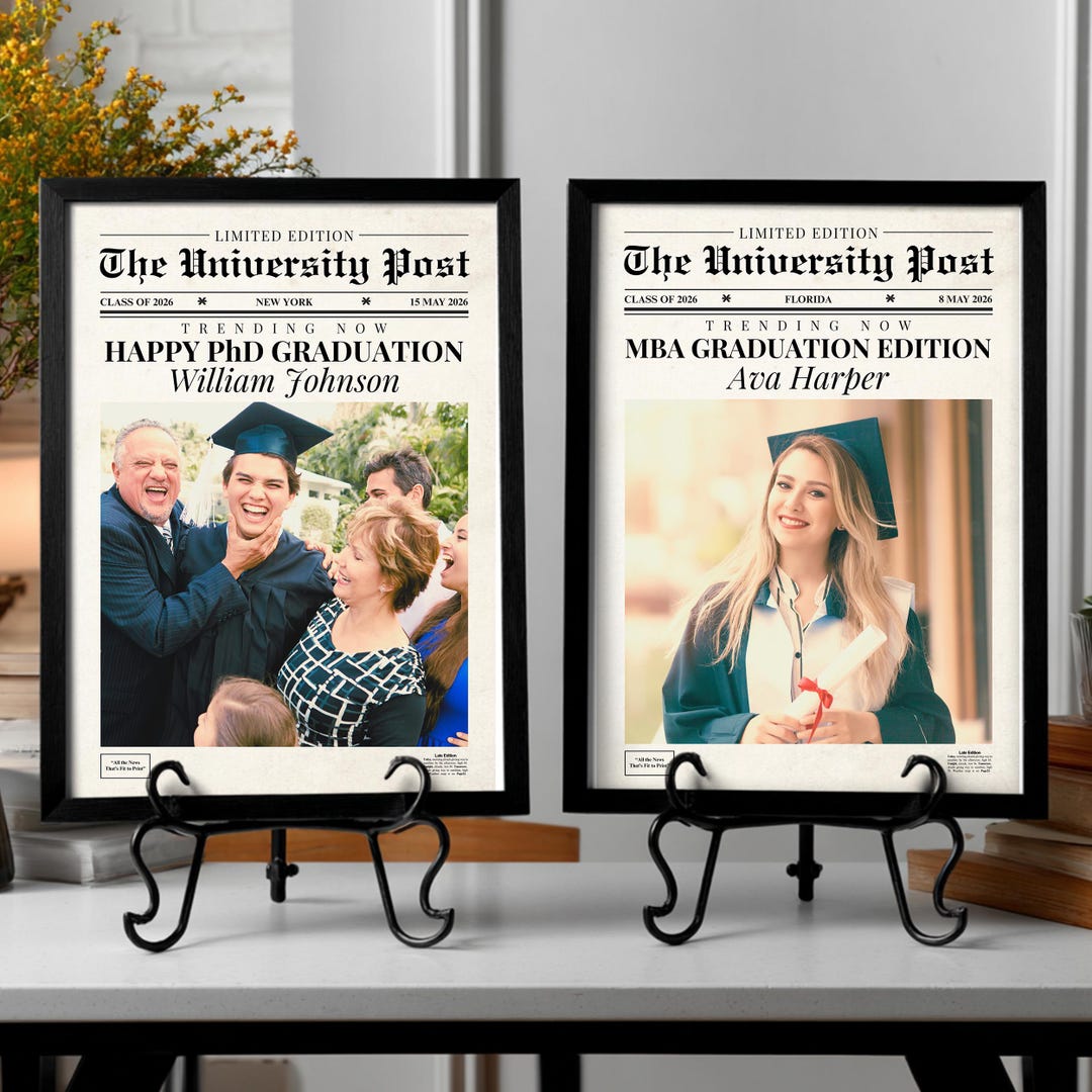 Phd Graduation Newspaper Template, Personalized Doctoral Photo Prop ...