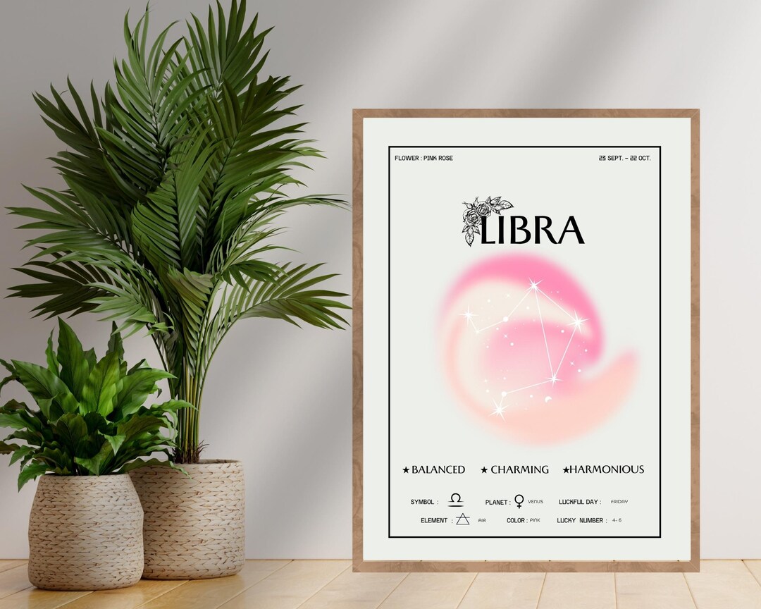 Zodiac Libra Symbols Poster, Libra Print Minimalistic, Aura Poster, Trendy Astrology Wall Decor ...