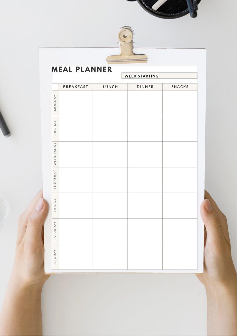 Printable & Fillable Weekly Meal Planner | Digital Meal Planning ...
