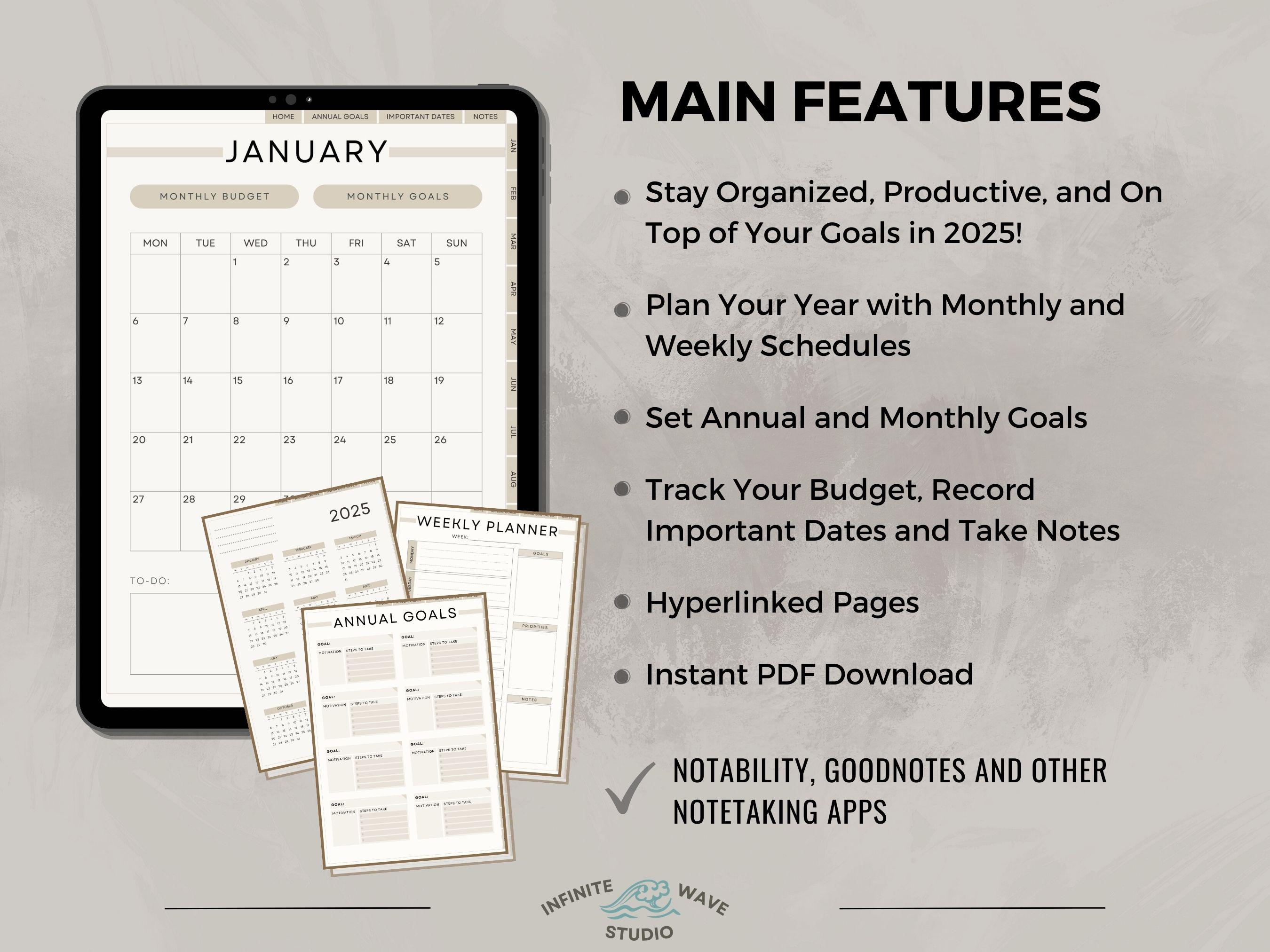 2025 Planner | 2025 Calendar | Digital Planner 2025 | Expense Tracker ...