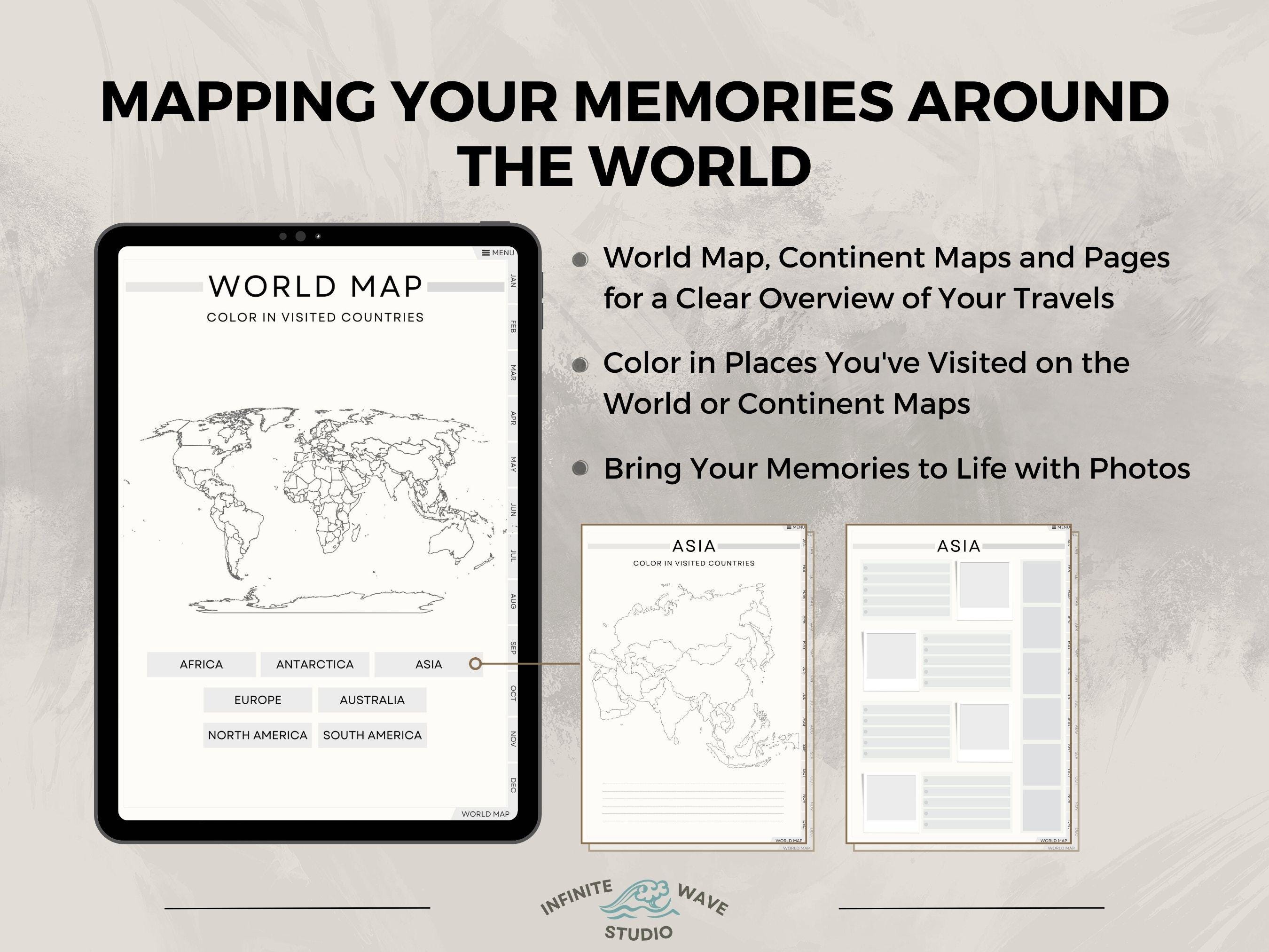 Travel Journal | Places Visited Map | Travel Tracker Map | Travel ...