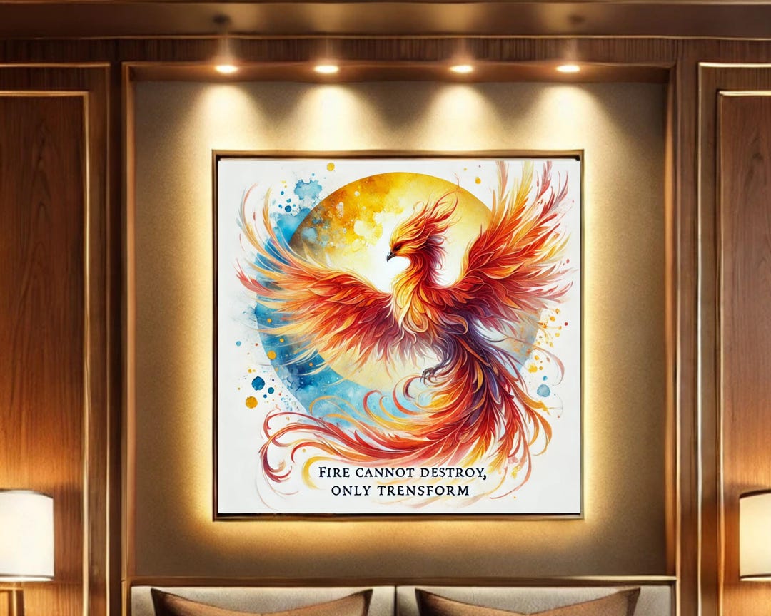 Square Frame Feng Shui Phoenix Wall Art, Fire Element Transformation ...