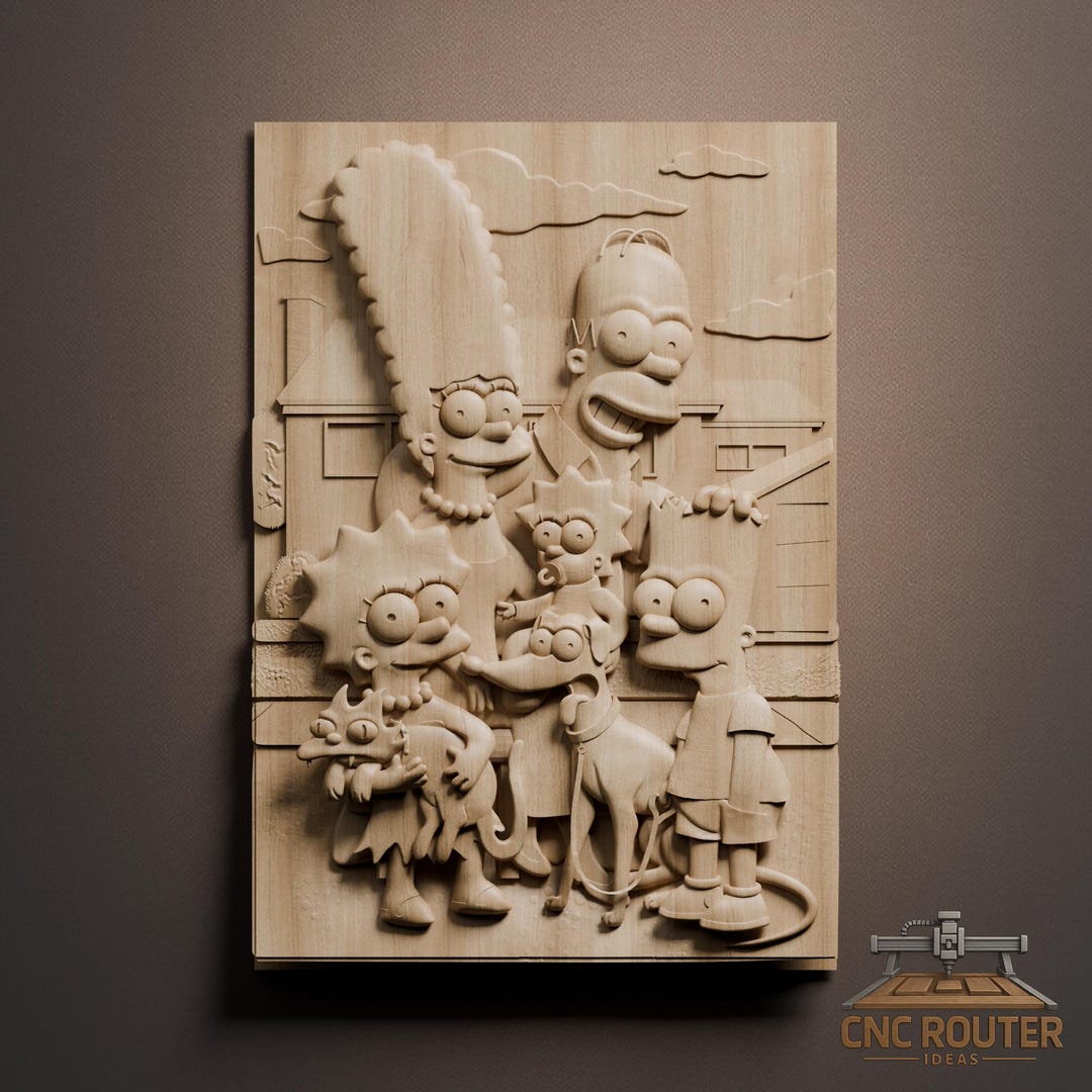 Relieve familiar de dibujos animados: archivo STL de tallado de madera ...
