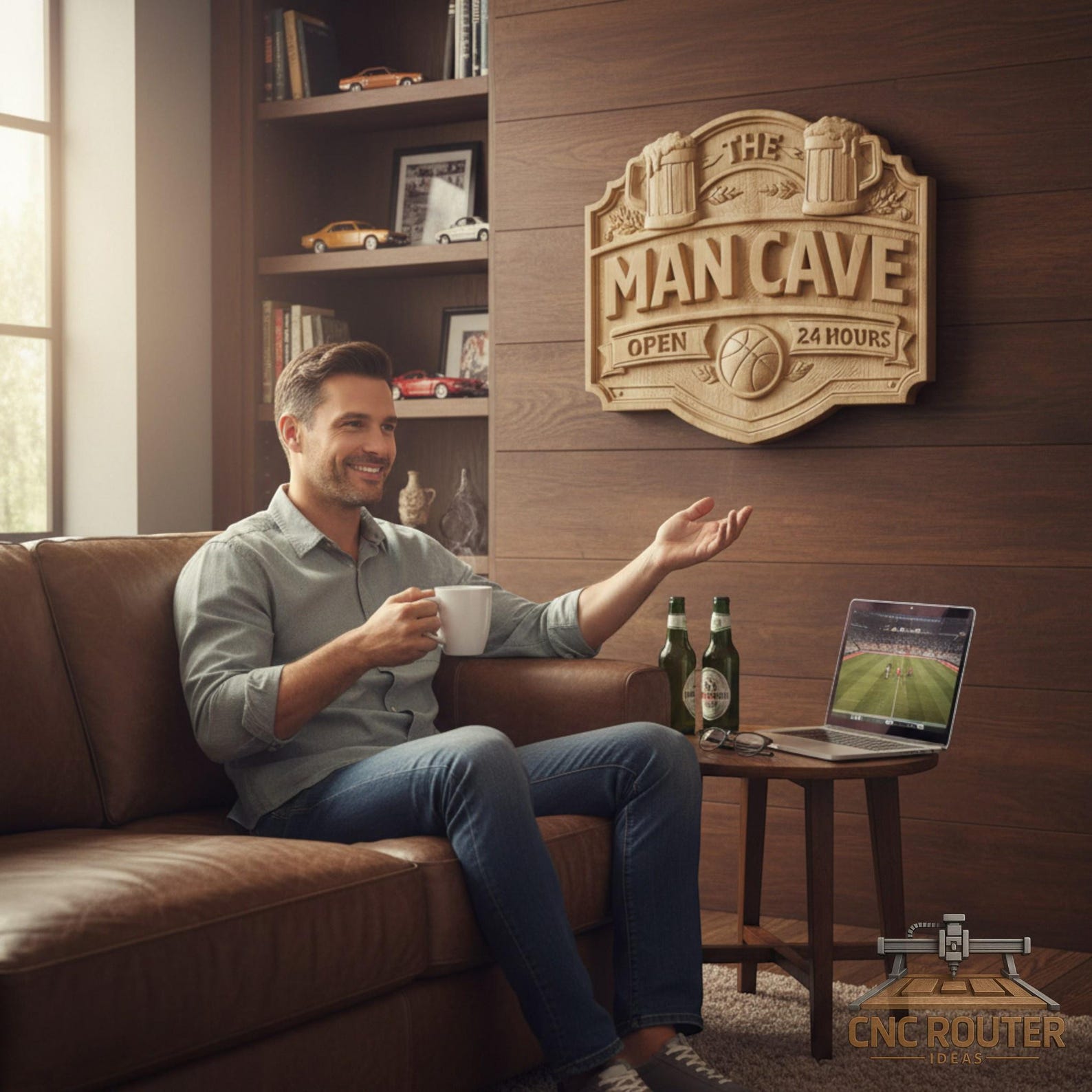 Man Cave Beer Bar Sign Relief – 3D Wood Carving STL File for CNC Router ...