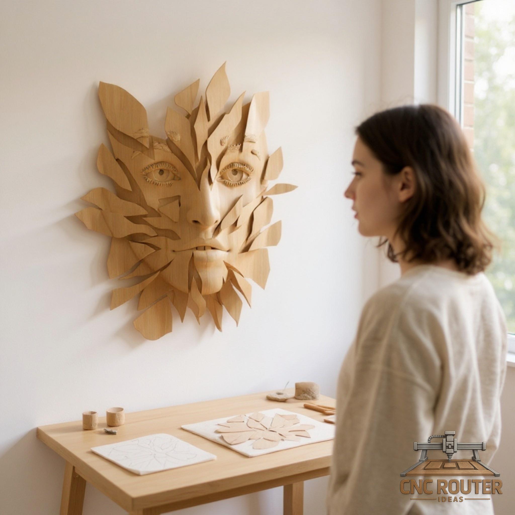 Abstract Face Fragment Relief – 3D Wood Carving STL File for CNC Router ...