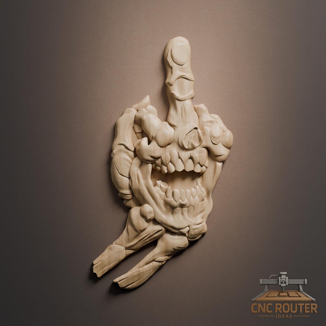 Rebel Skeleton Sign Relief – 3D Wood Carving STL File for CNC Router - Etsy