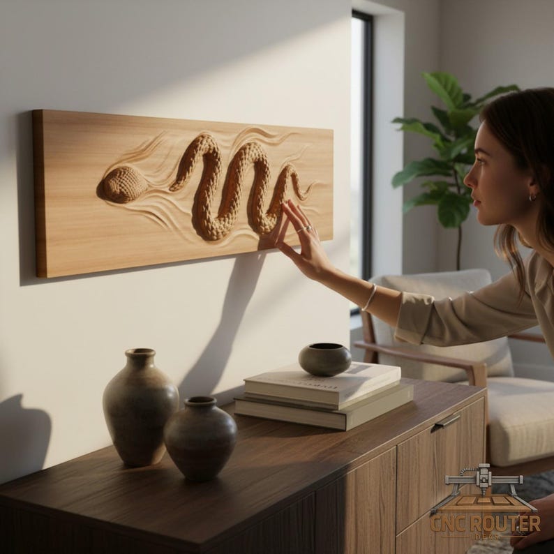 Snake Wave Board Relief – 3D Wood Carving STL File for CNC Router - Etsy