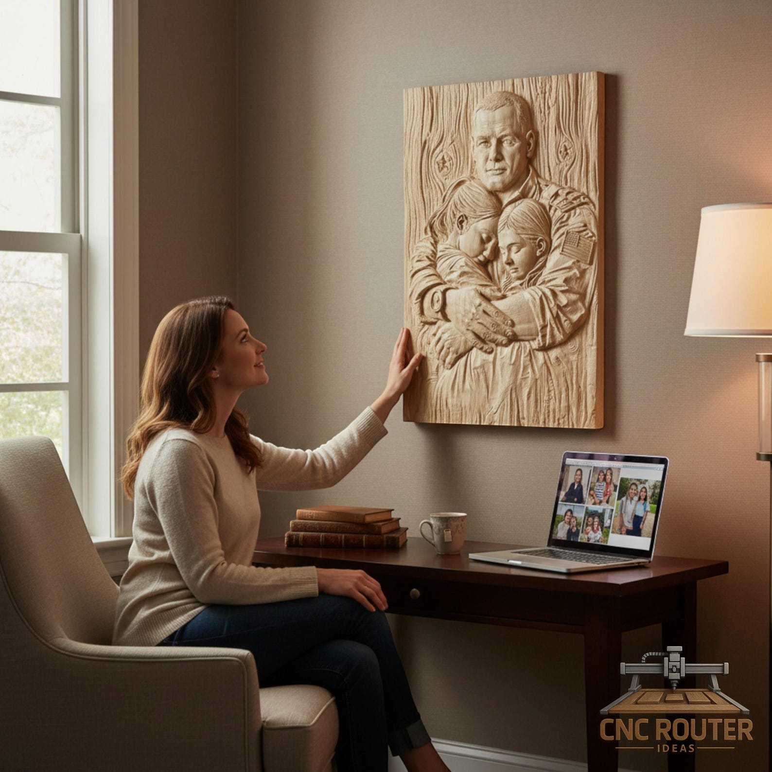 American Soldier Family Hug Relief – 3D Wood Carving STL File for CNC ...