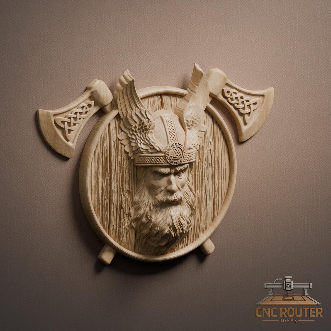 Odin Viking Emblem Relief – 3D Wood Carving STL File for CNC Router - Etsy
