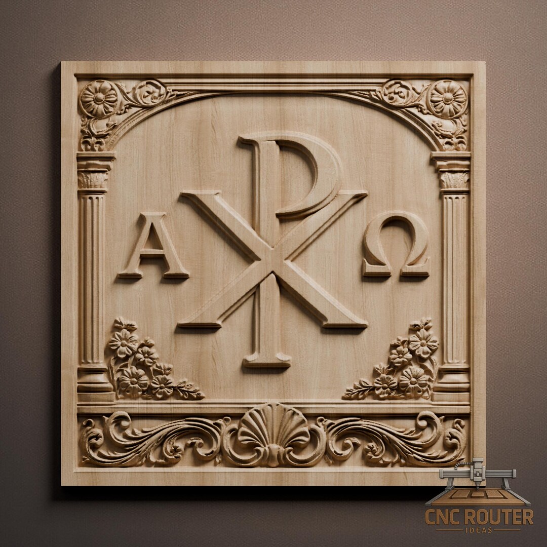 Alpha Omega Chi-rho Relief – 3D Wood Carving STL File for CNC Router - Etsy