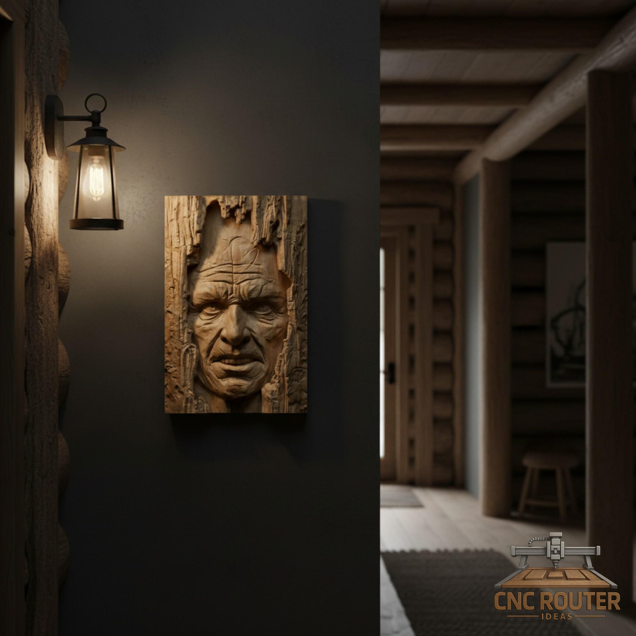 Haunted Tree Spirit Face Relief – 3D Wood Carving STL File for CNC ...