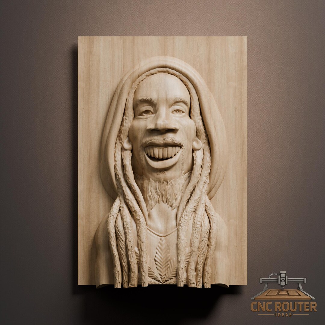 Reggae Musician Portrait Relief – 3D Wood Carving STL File for CNC ...