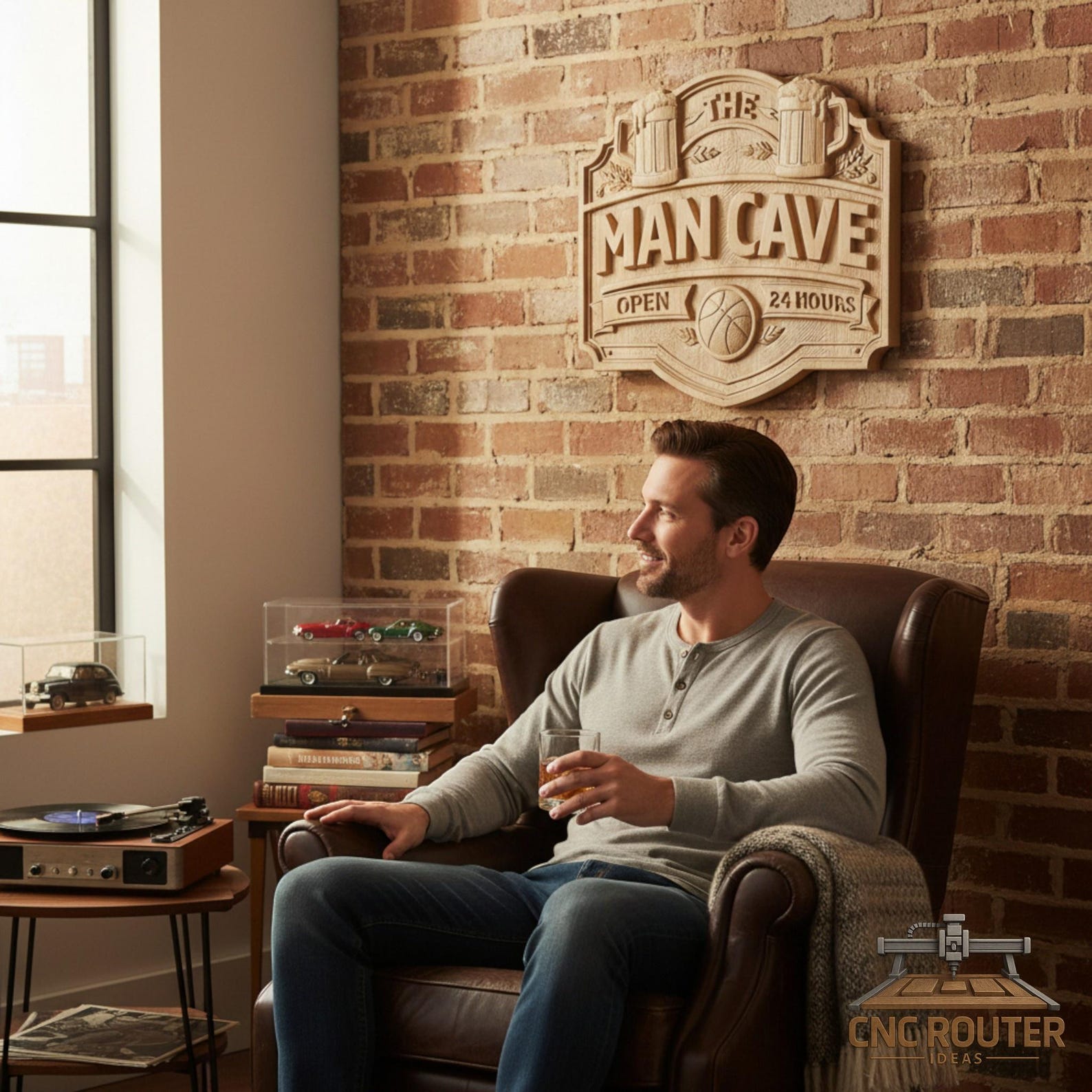 Man Cave Beer Bar Sign Relief – 3D Wood Carving STL File for CNC Router ...
