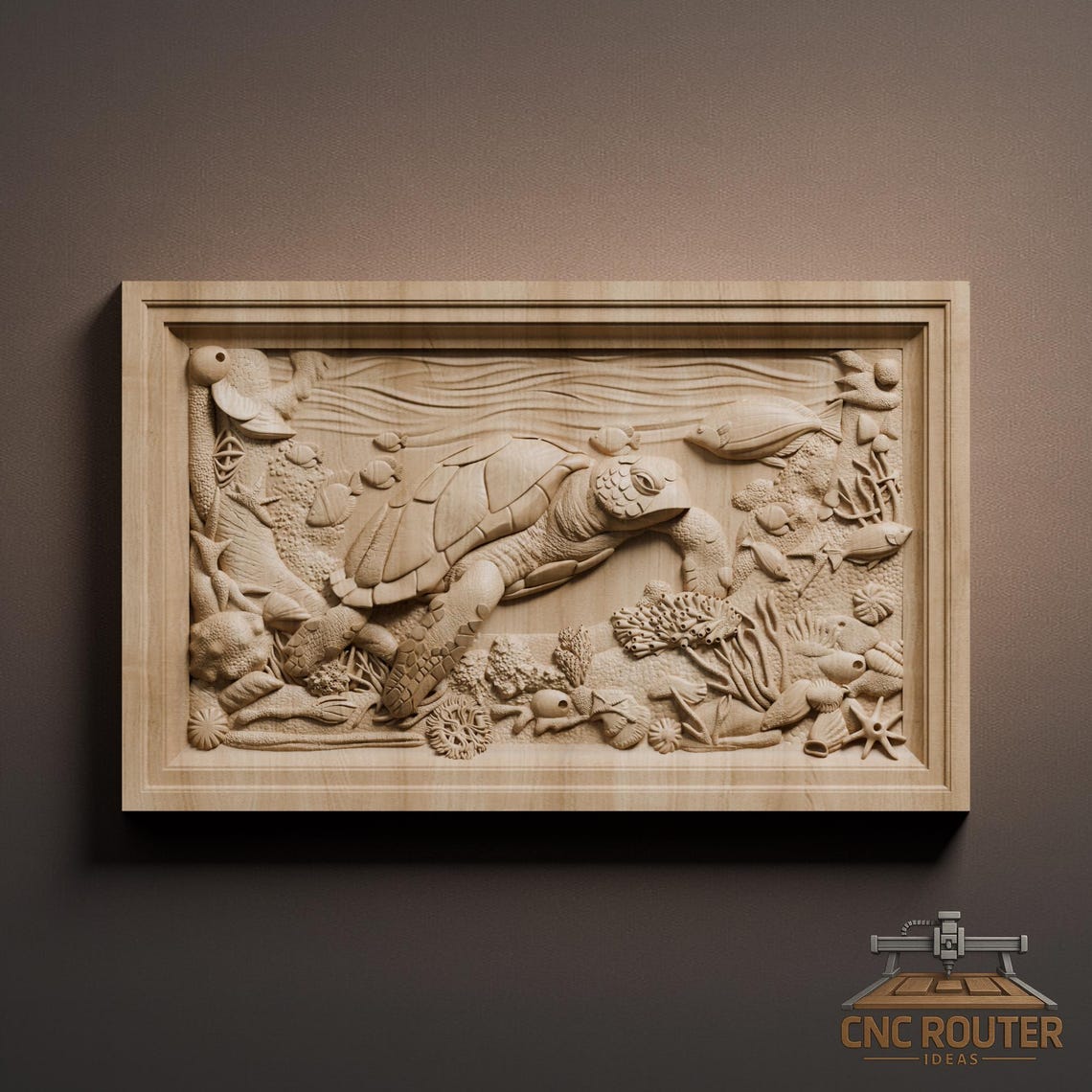 Sea Turtle Underwater Relief – 3D Wood Carving STL File for CNC Router ...