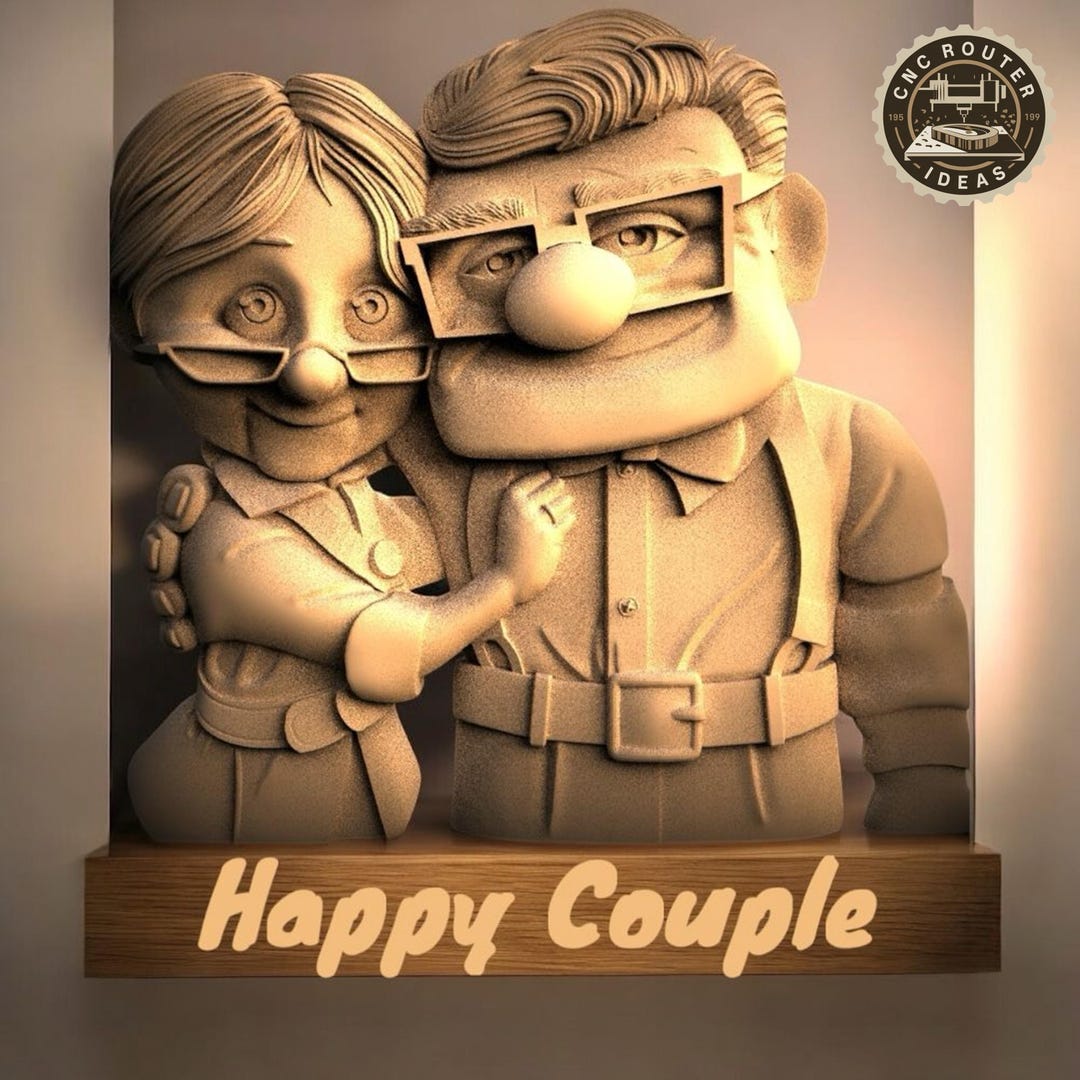 Happy Couple - STL File for CNC Wood Carving, Cnc Router Files - Etsy