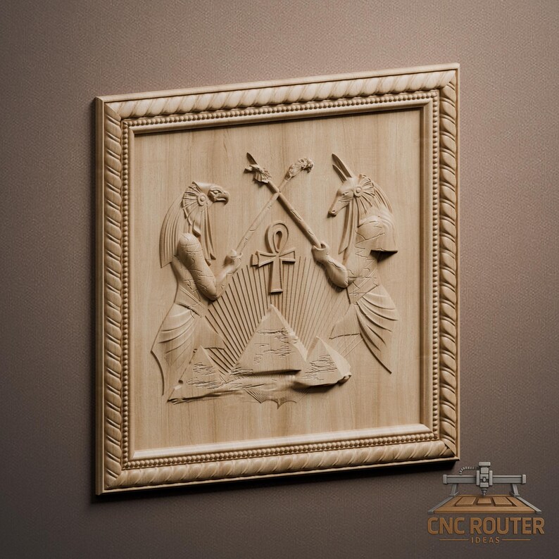 Horus and Anubis V2 – 3D Wood Carving STL File for CNC Router (digital ...