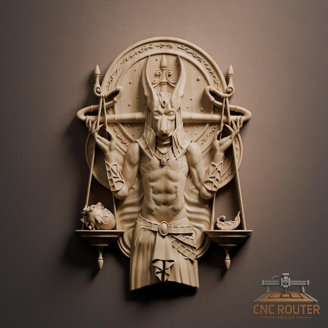 Anubis God Relief – 3D Wood Carving STL File for CNC Router (digital ...