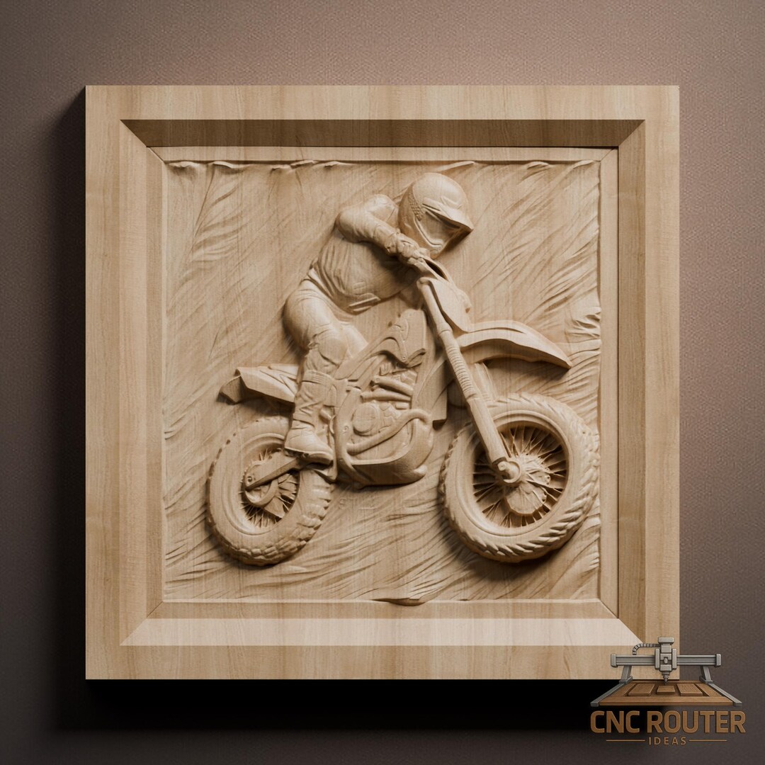 Motocross Rider Relief – 3D Wood Carving STL File for CNC Router - Etsy