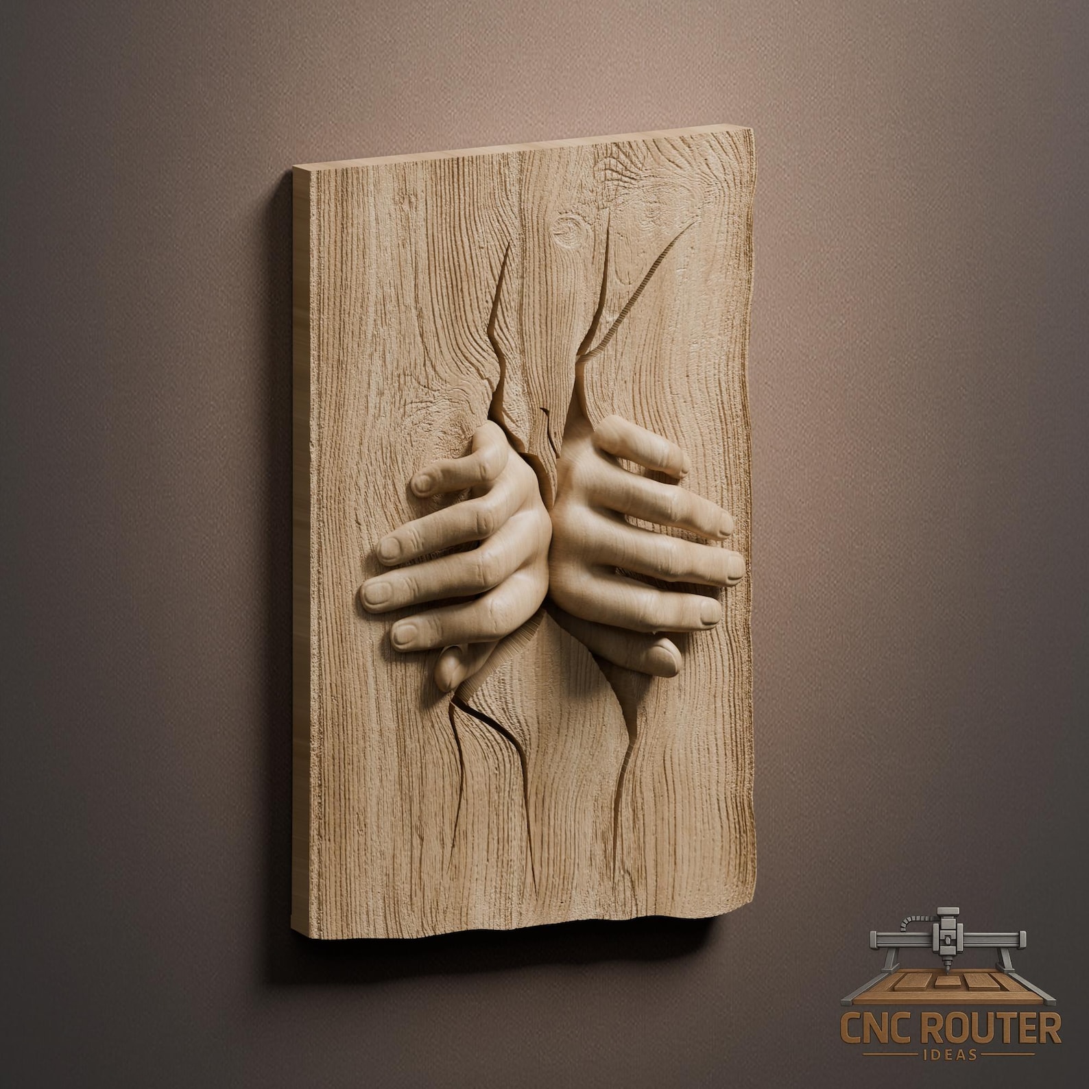 Hands Breaking Wall Relief – 3D Wood Carving STL File for CNC Router ...