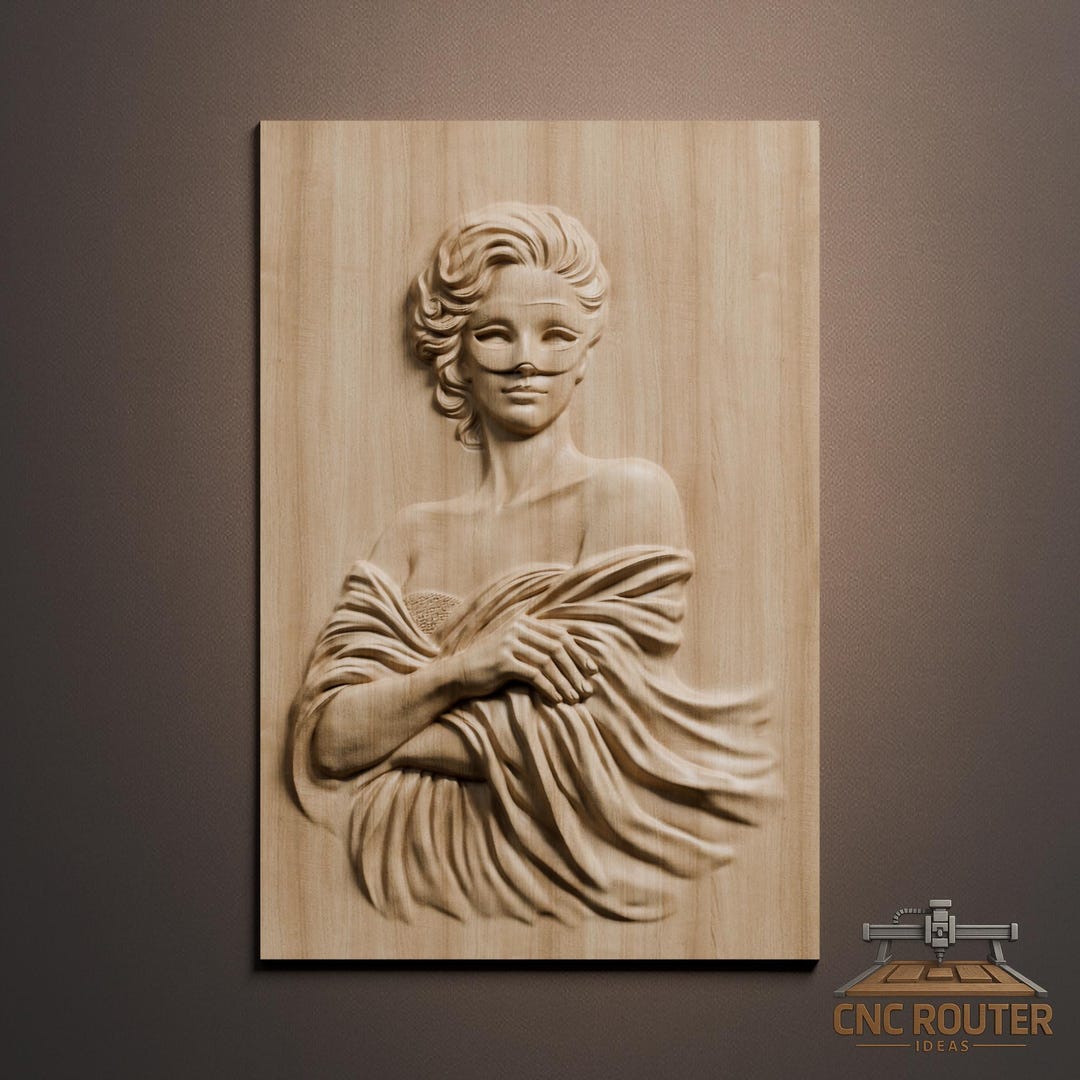 Elegant Lady Portrait Relief – 3D Wood Carving STL File for CNC Router ...
