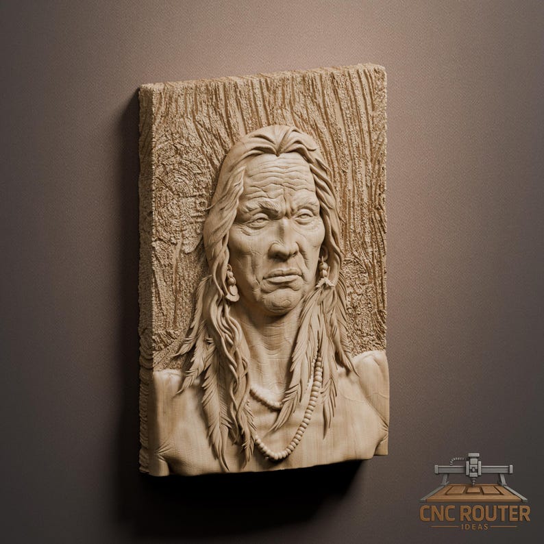 Native American Elder Relief – 3D Wood Carving STL File for CNC Router ...
