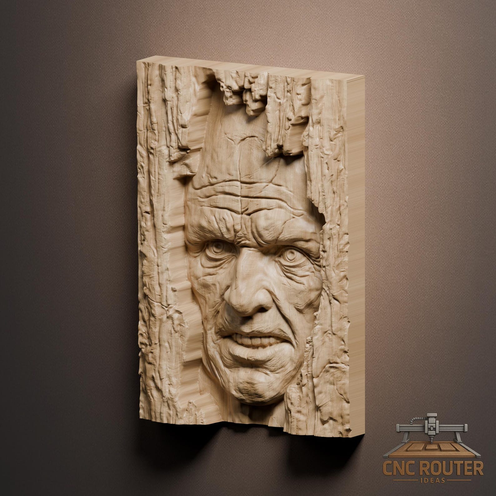Haunted Tree Spirit Face Relief – 3D Wood Carving STL File for CNC ...